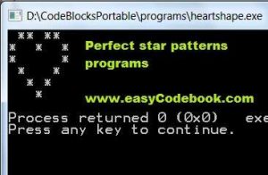 C Program Print Heart Shape Star Pattern - EasyCodeBook.com