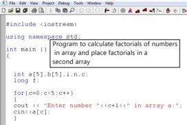 Array Numbers Factorials in C++ - EasyCodeBook.com